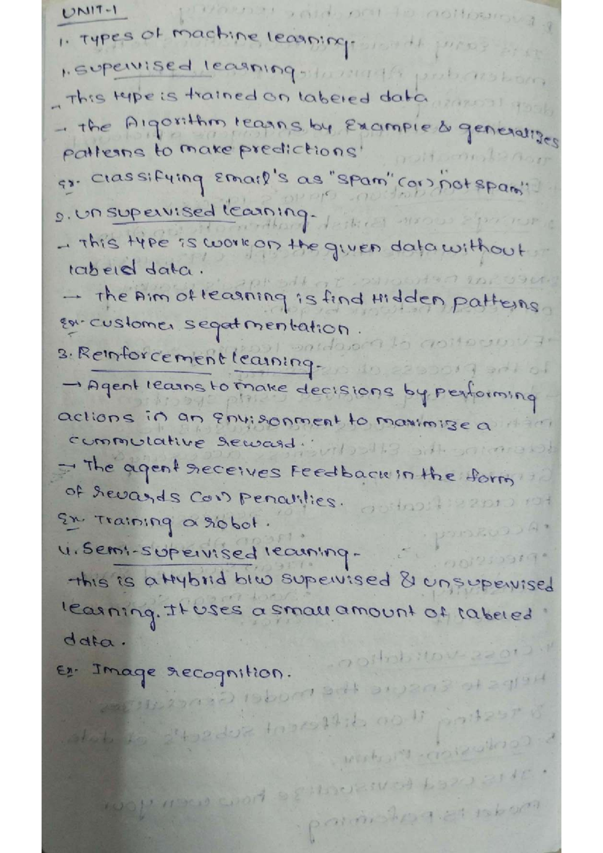 ML-UNIT 1: Overview of Machine Learning Types and Evaluation Techniques - Studocu