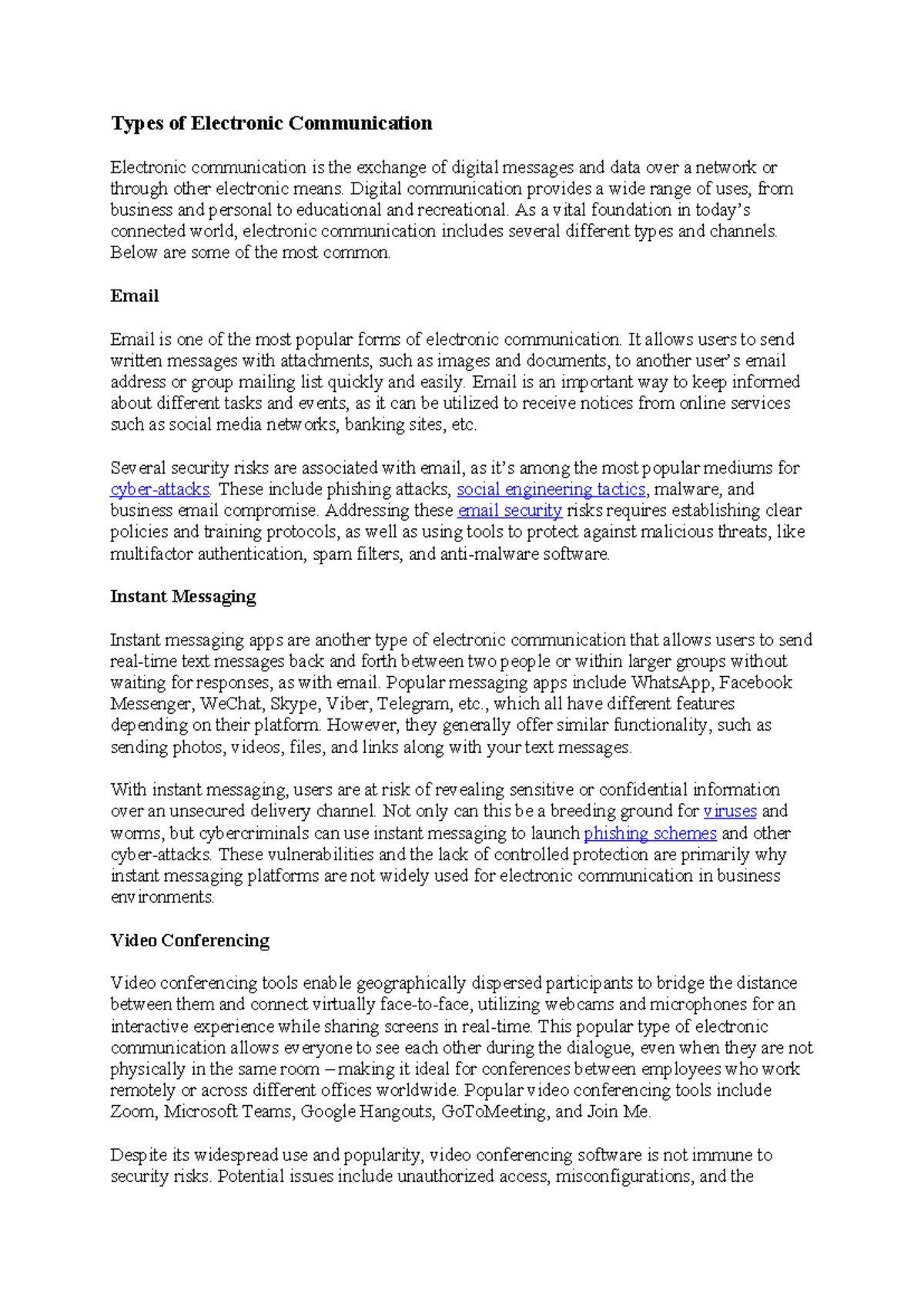 Types of Electronic Communication - Types of Electronic Communication Electronic communication ...
