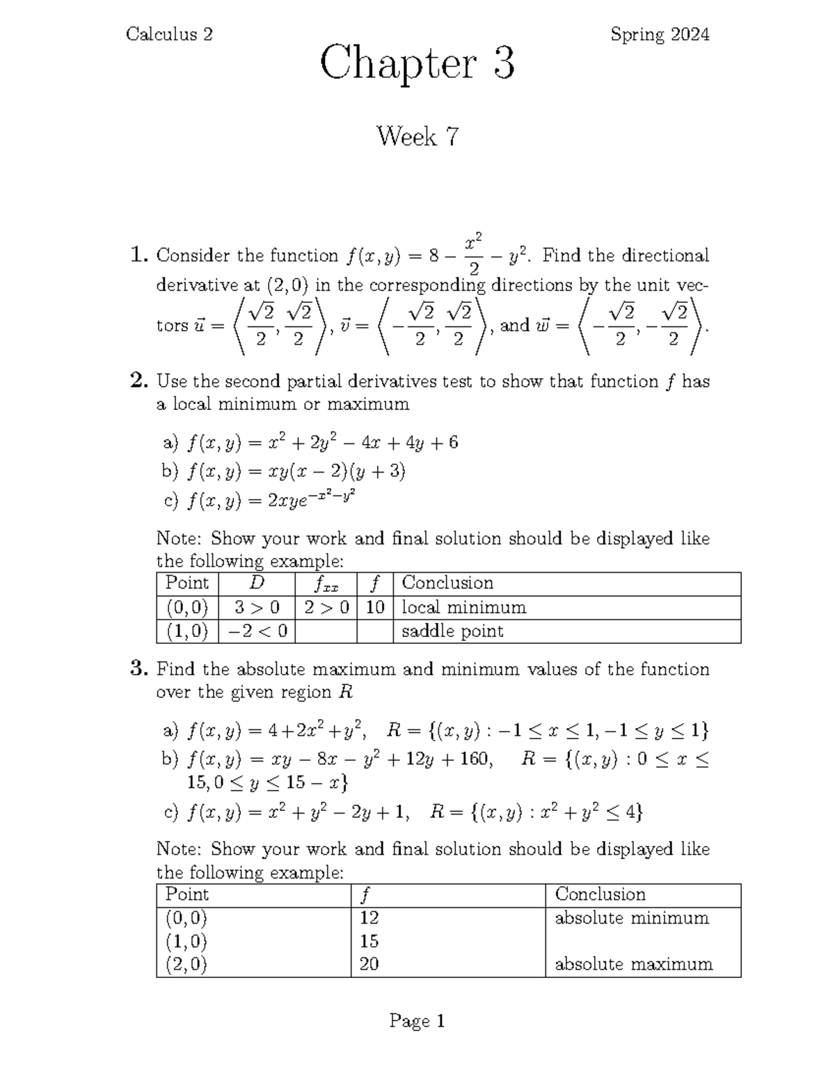 Calculus 2 Homework: Chapter 3 Week 7 Analysis and Solutions - Studocu