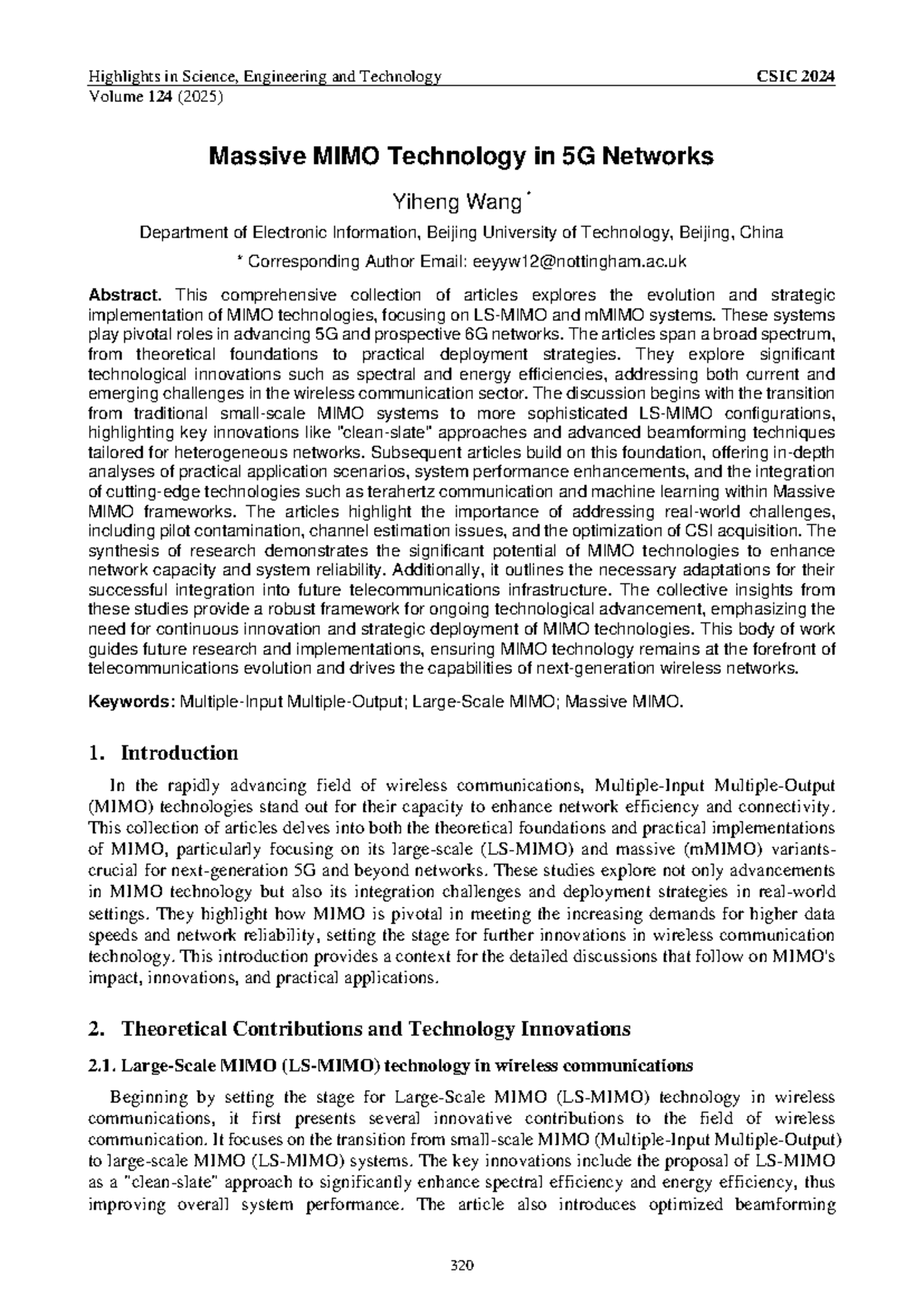 Massive MIMO Technology in 5G Networks: Insights and Innovations (CSIC ...