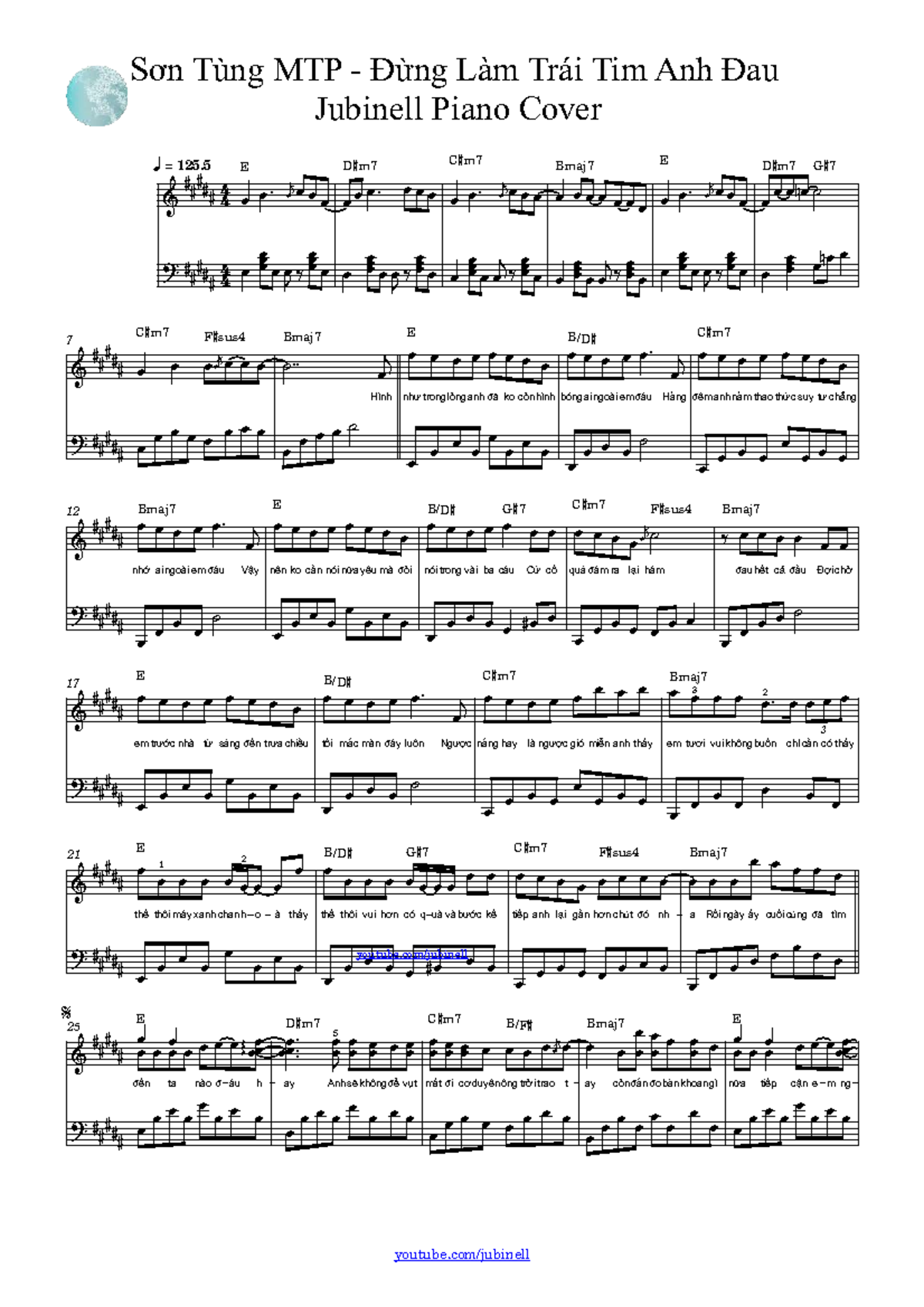 Sơn Tùng MTP - Đừng Làm Trái Tim Anh Đau (Piano Cover) - Studocu