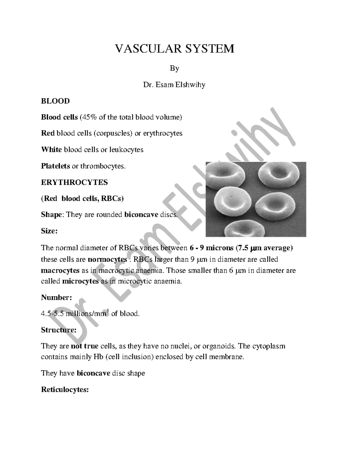 Blood and Vascular Physiology Notes (HSC 101) - Studocu