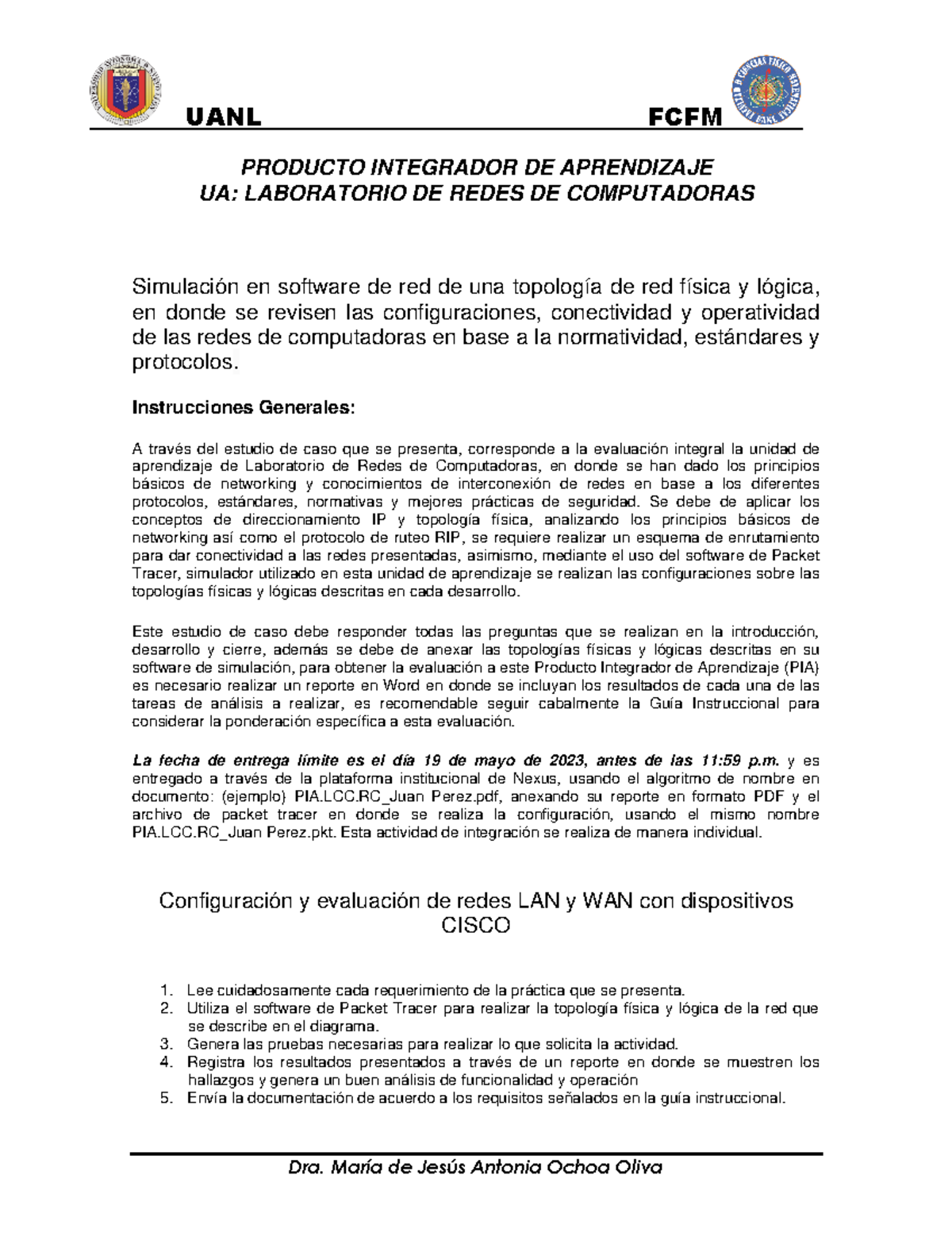 UANL - PIA Laboratorio de Redes: Simulación y Configuración de LAN/WAN ...