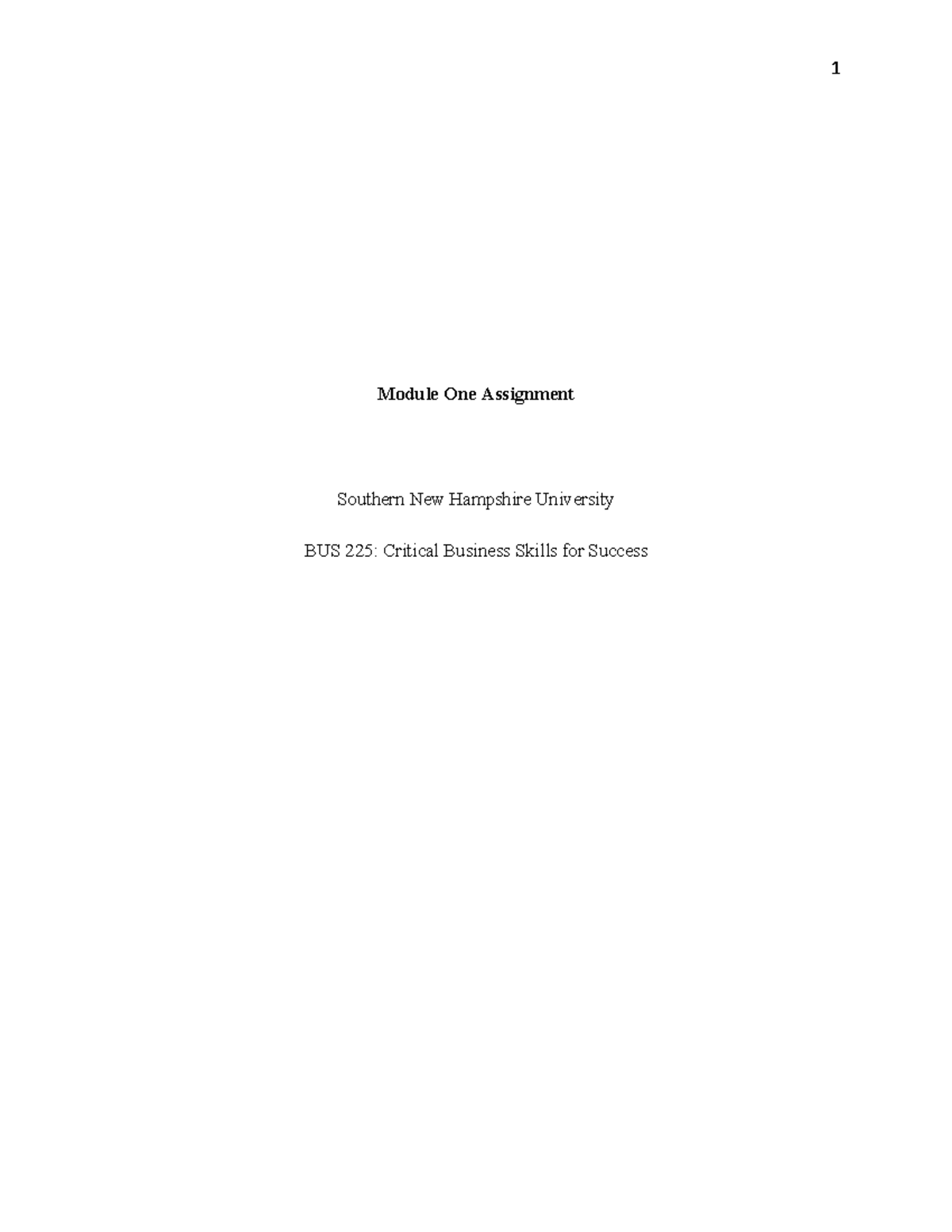BUS225 Module One Assignment - Module One Assignment Southern New ...