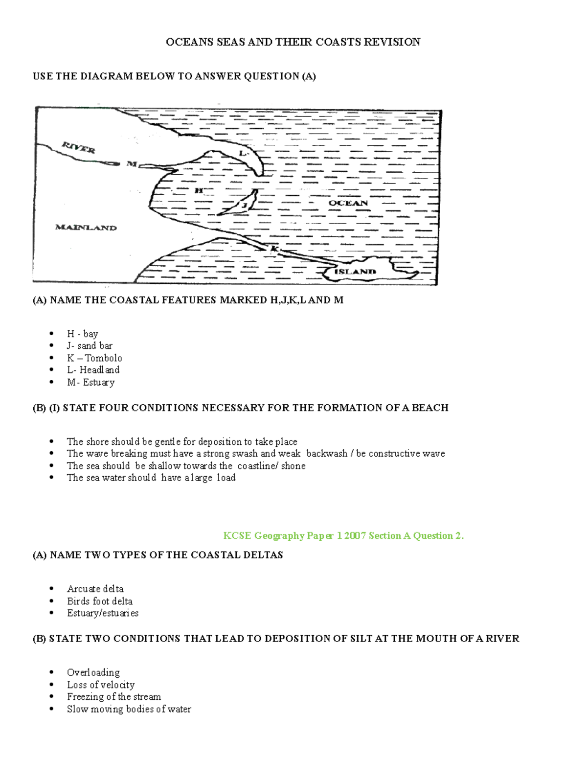 Geography Revision Oceans Seas and their Coasts - OCEANS SEAS AND THEIR ...