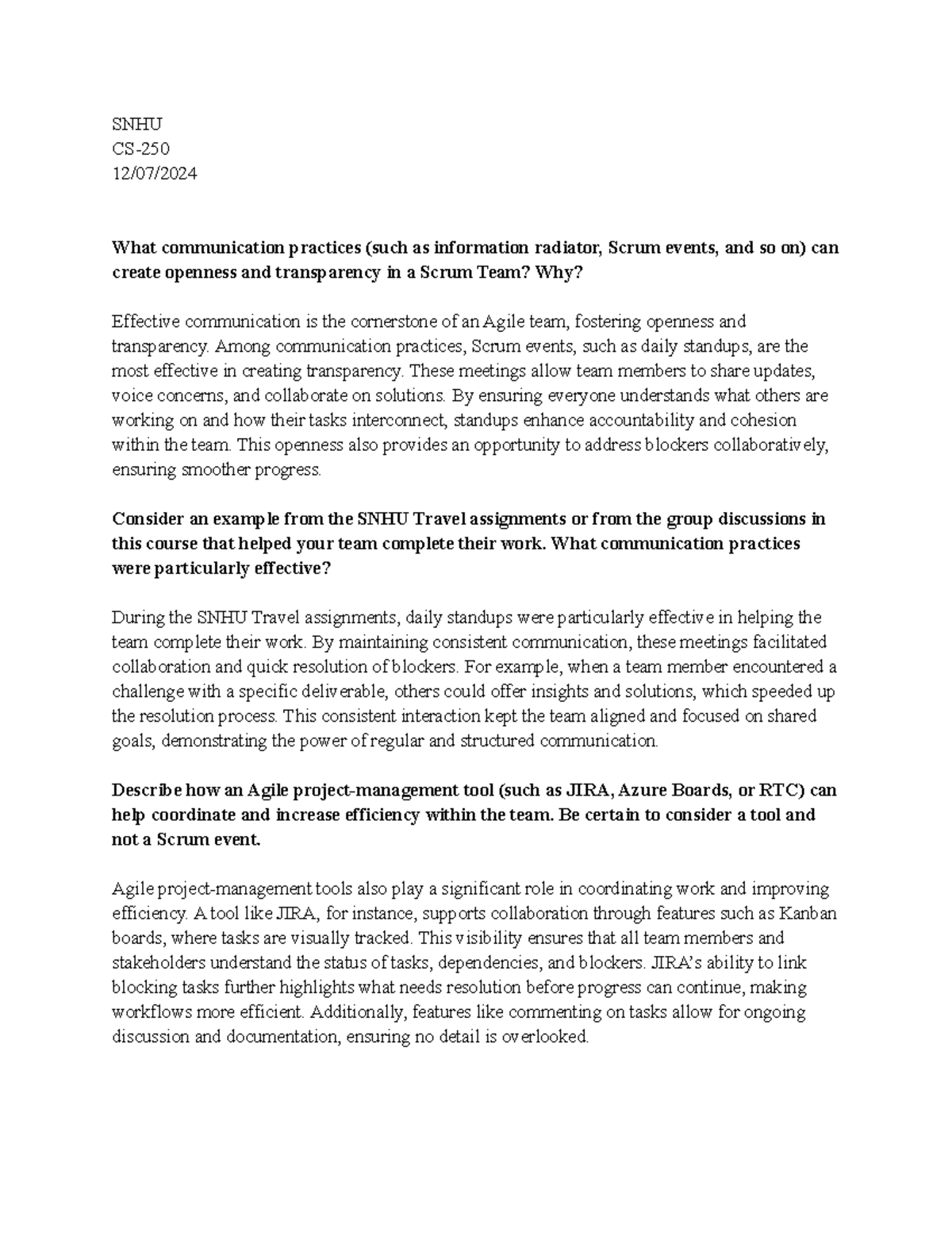 CS 250 Module Six Journal - SNHU CS- 12/07/ What communication ...