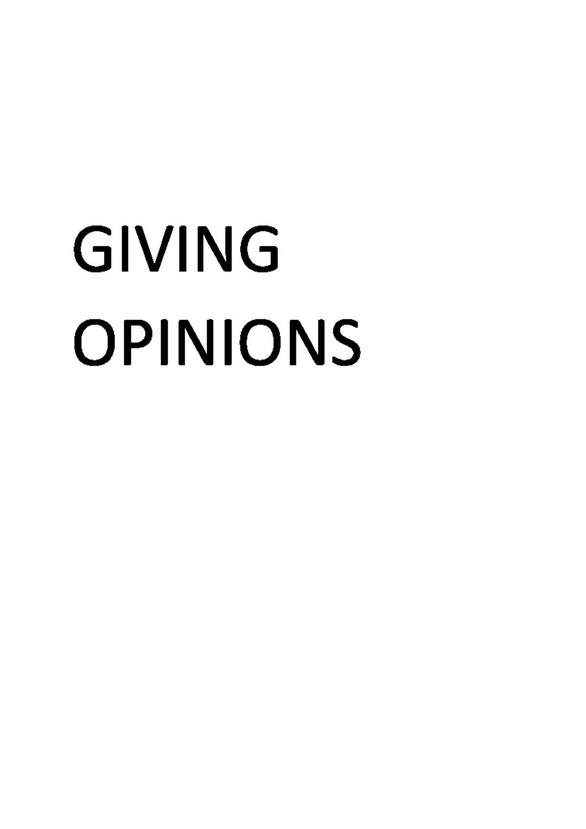 Giving Opinions: A Level Language Expressions and Phrases - Studocu