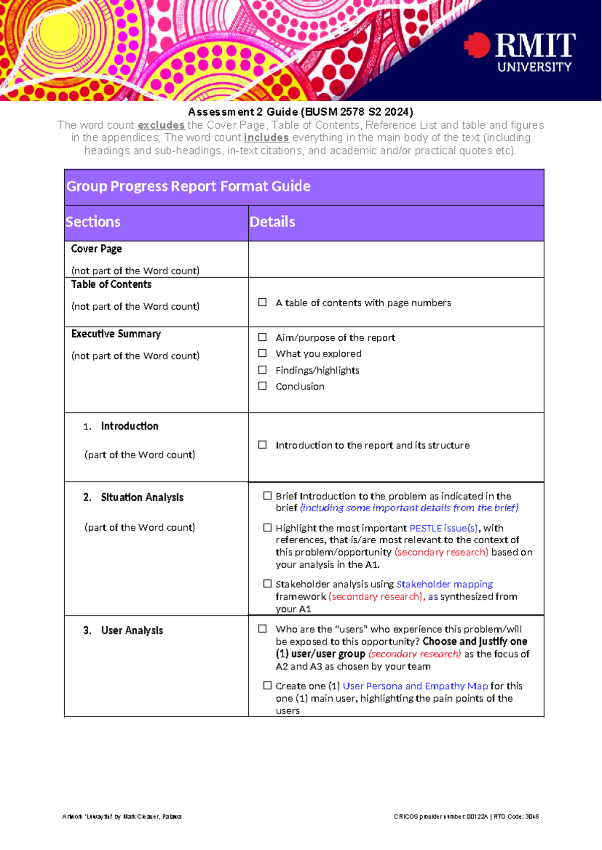 S2 BUSM2578 Assessment 2 Written Report Format Guide Final - RMIT Classifi cation: Truste d ...