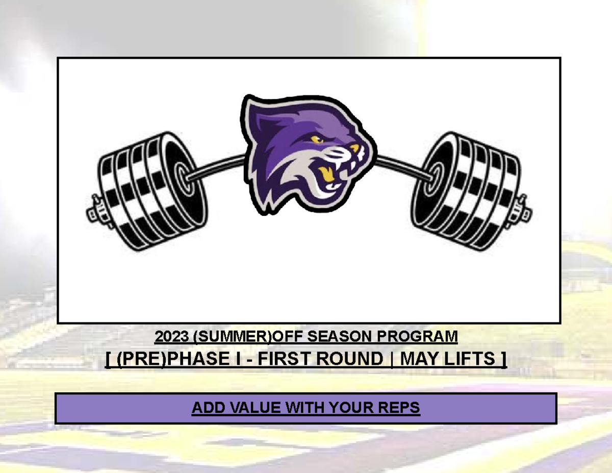 2023 Summer Off-Season Program (Pre) Phase I Lifts Guide - Studocu