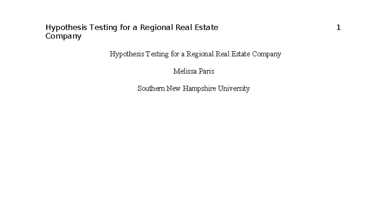 Hypothesis Testing for Real Estate: Module 5 Coursework - Studocu