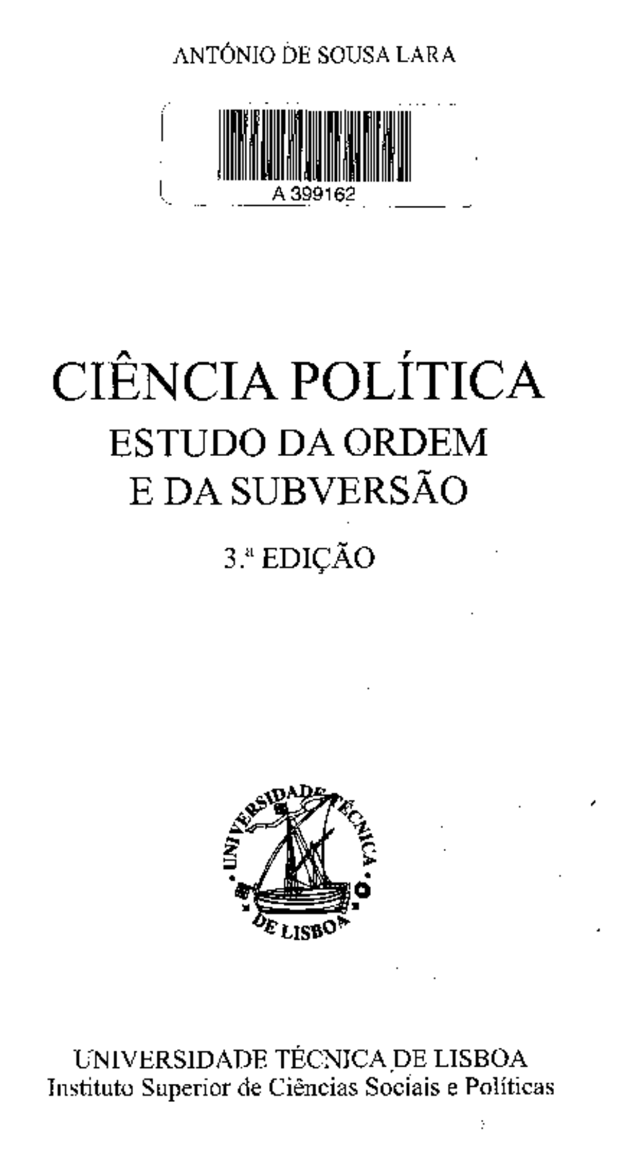 Estudo da Ordem e da Subversão em Ciência Política - A 399162 - Studocu