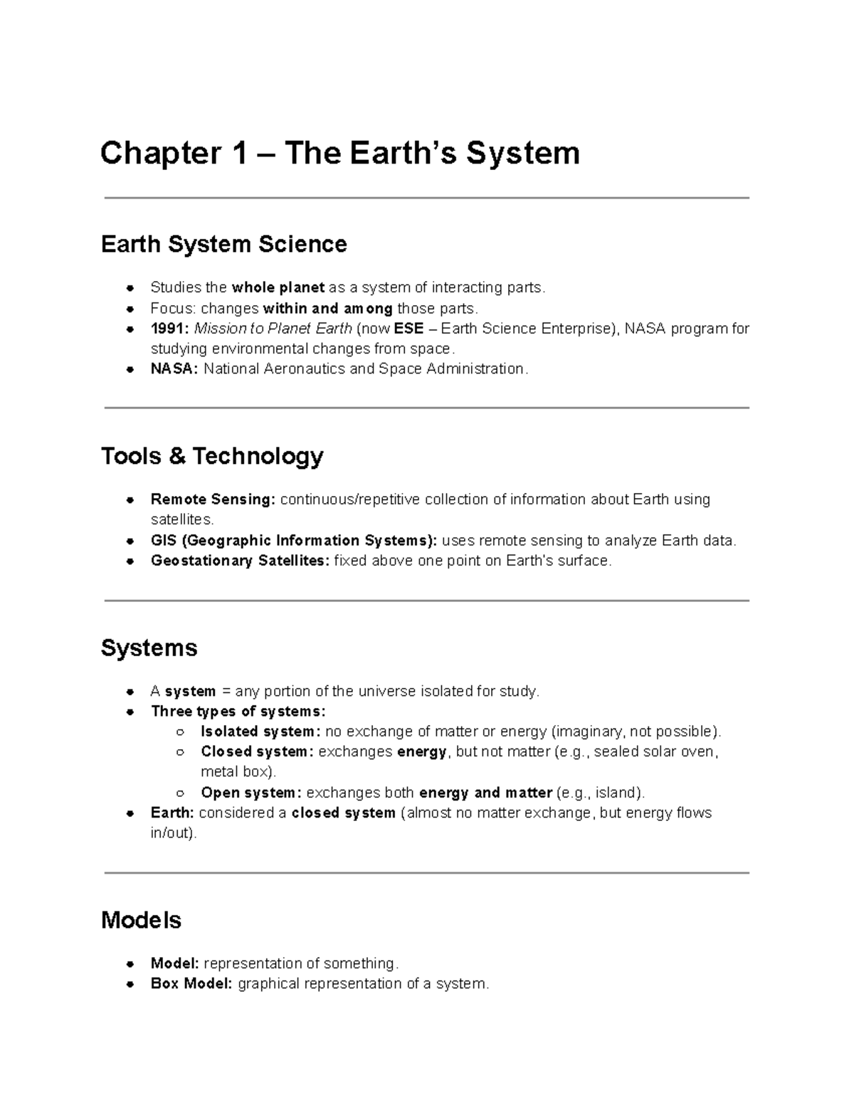 Exam 1 Review: Earth System Science (ESS 101) Study Guide - Studocu