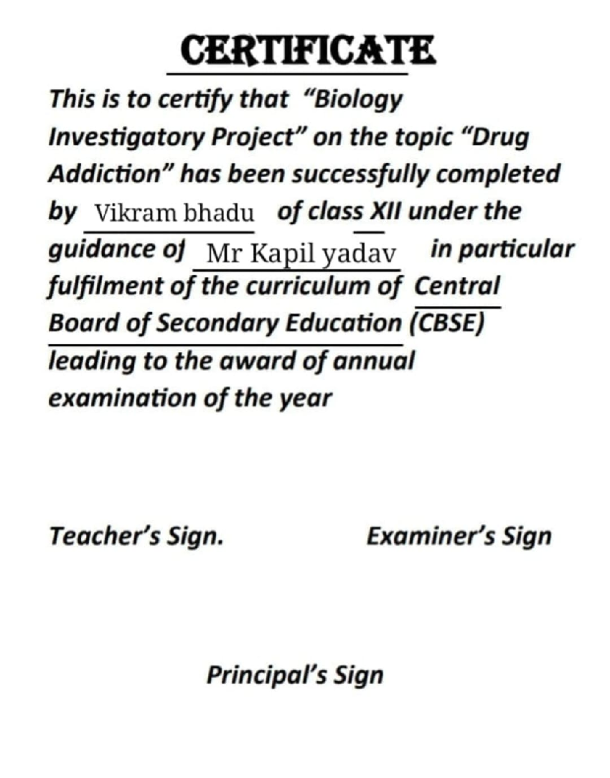Biology Investigatory Project: Understanding Drug Addiction (Class XII ...