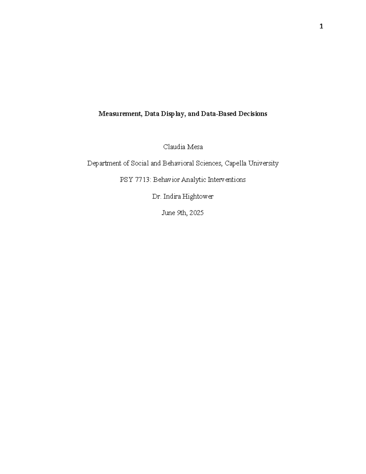 PSY 7713: Measurement and Data Display for Behavior Analysis - Studocu