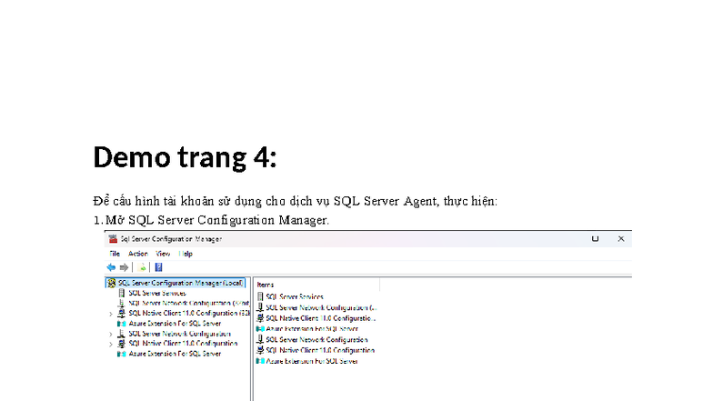 Hướng Dẫn Cấu Hình SQL Server Agent - Demo Hệ Quản Trị CSDL - Studocu