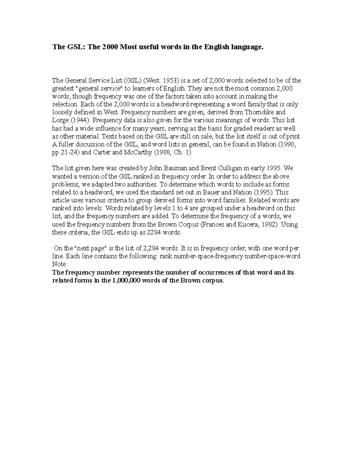 The first 2000 words - ielts - The GSL: The 2000 Most useful words in ...