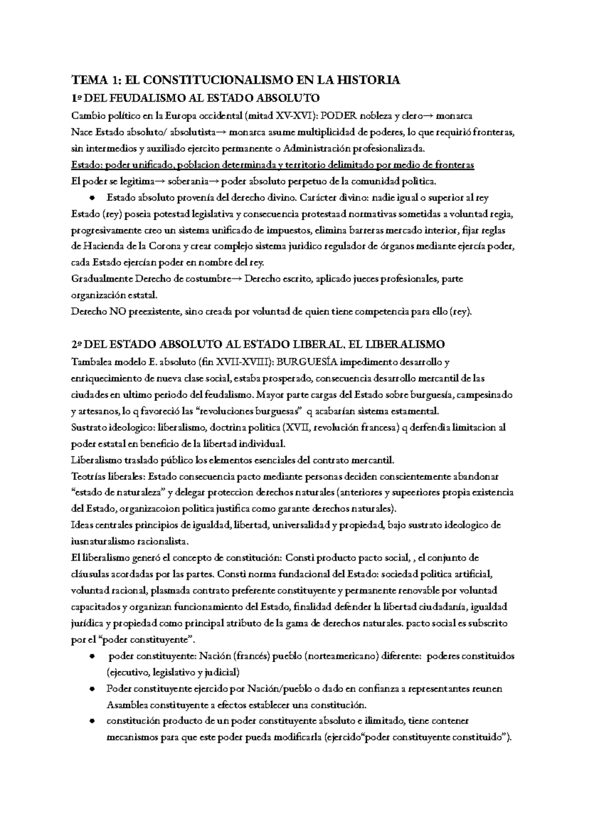 Constitución T1-2: Del Feudalismo al Estado Liberal y su Evolución ...