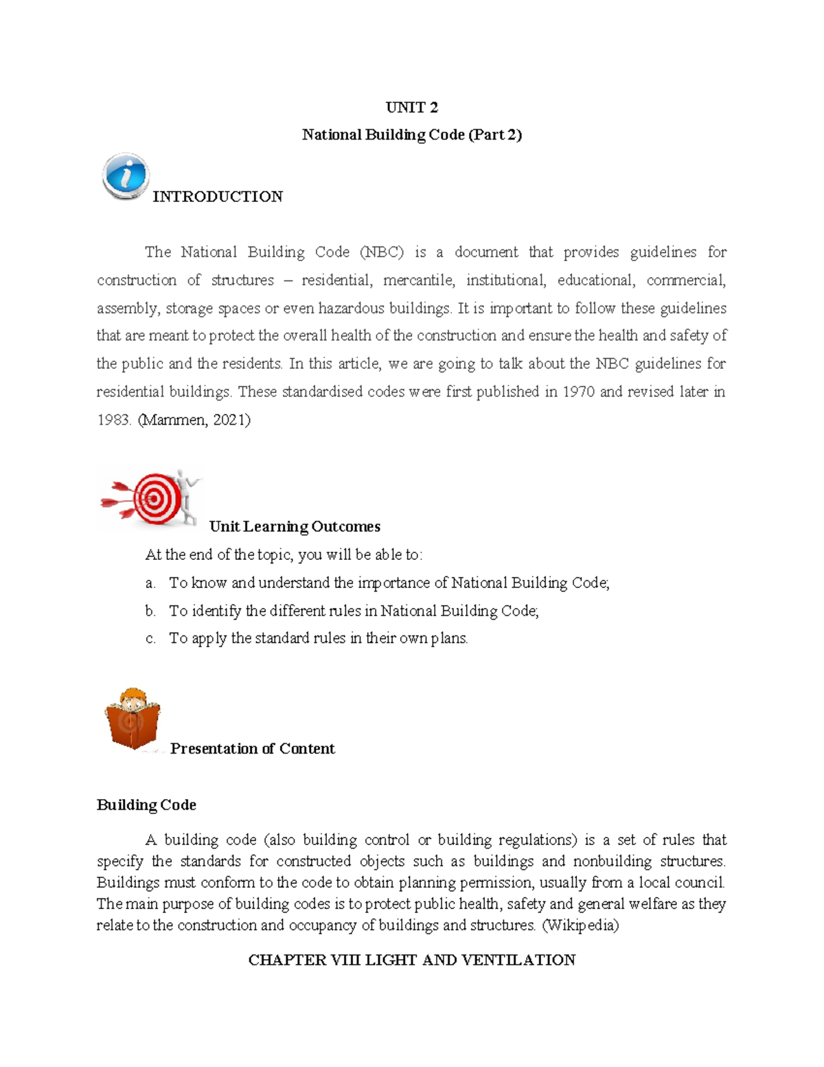 Unit 2 National Building Code Part 2 - UNIT 2 National Building Code ...