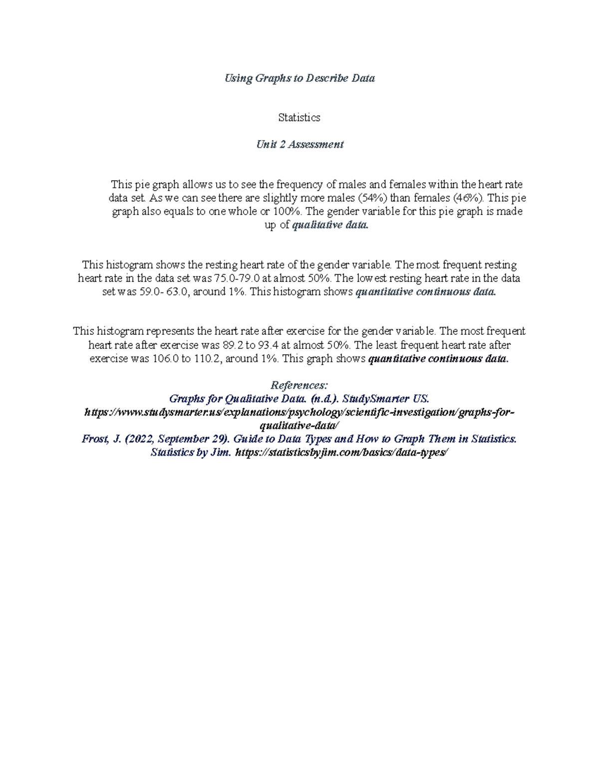 Statistics Unit 2 - Assignments on Graphing Data Analysis - Studocu