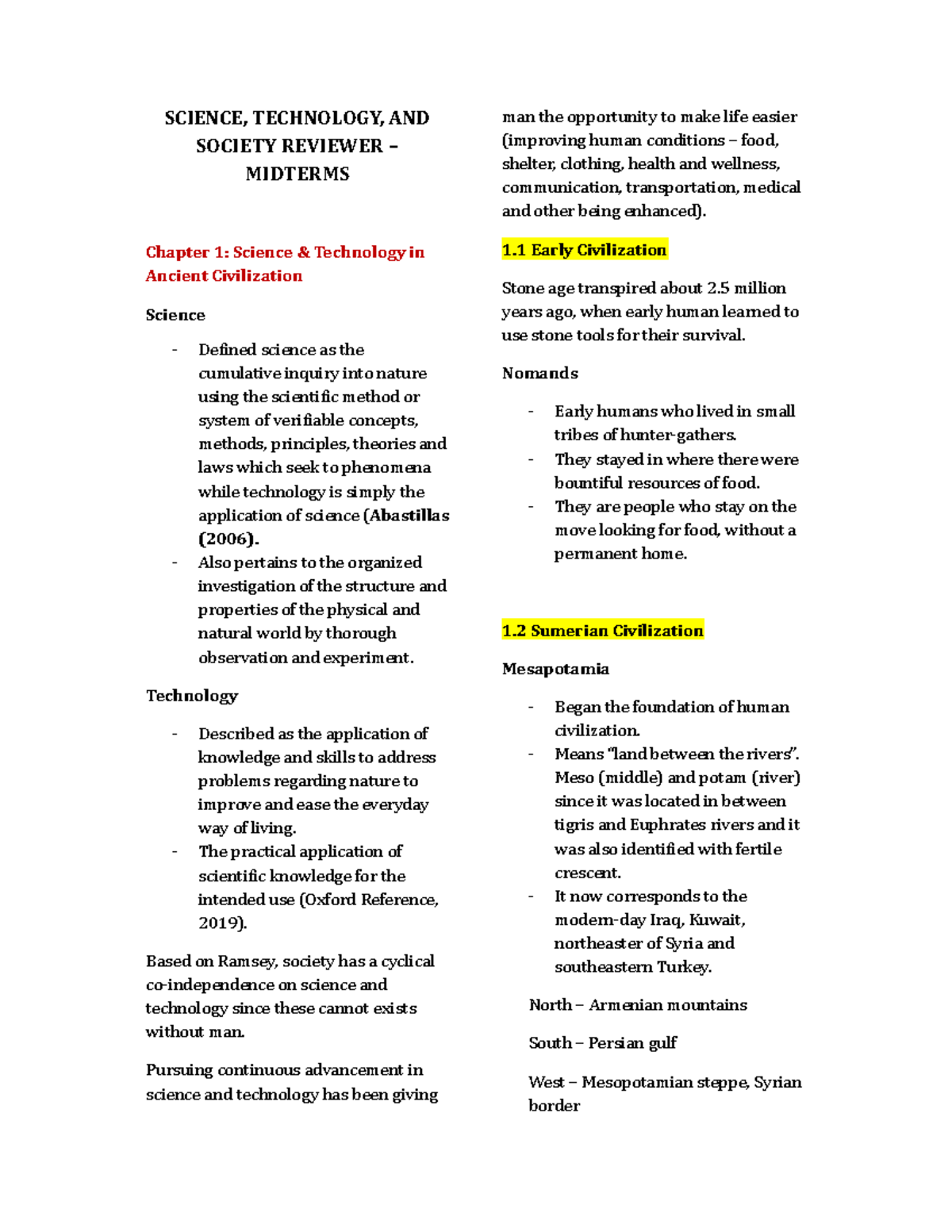 STS Midterm Reviewer: Science & Technology Chapters 1-6 - Studocu