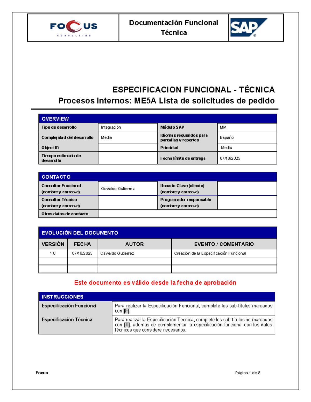 Especificación Funcional Técnica ME5A - Solicitudes de Pedido SAP MM ...