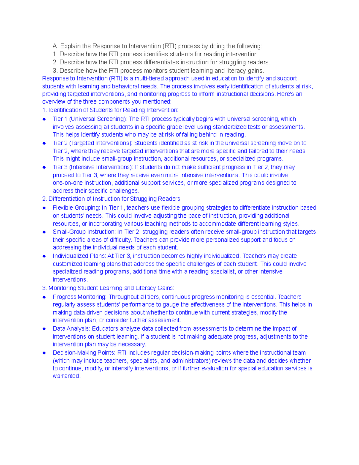 C730 Task 1 - Overview of the Response to Intervention (RTI) Process ...