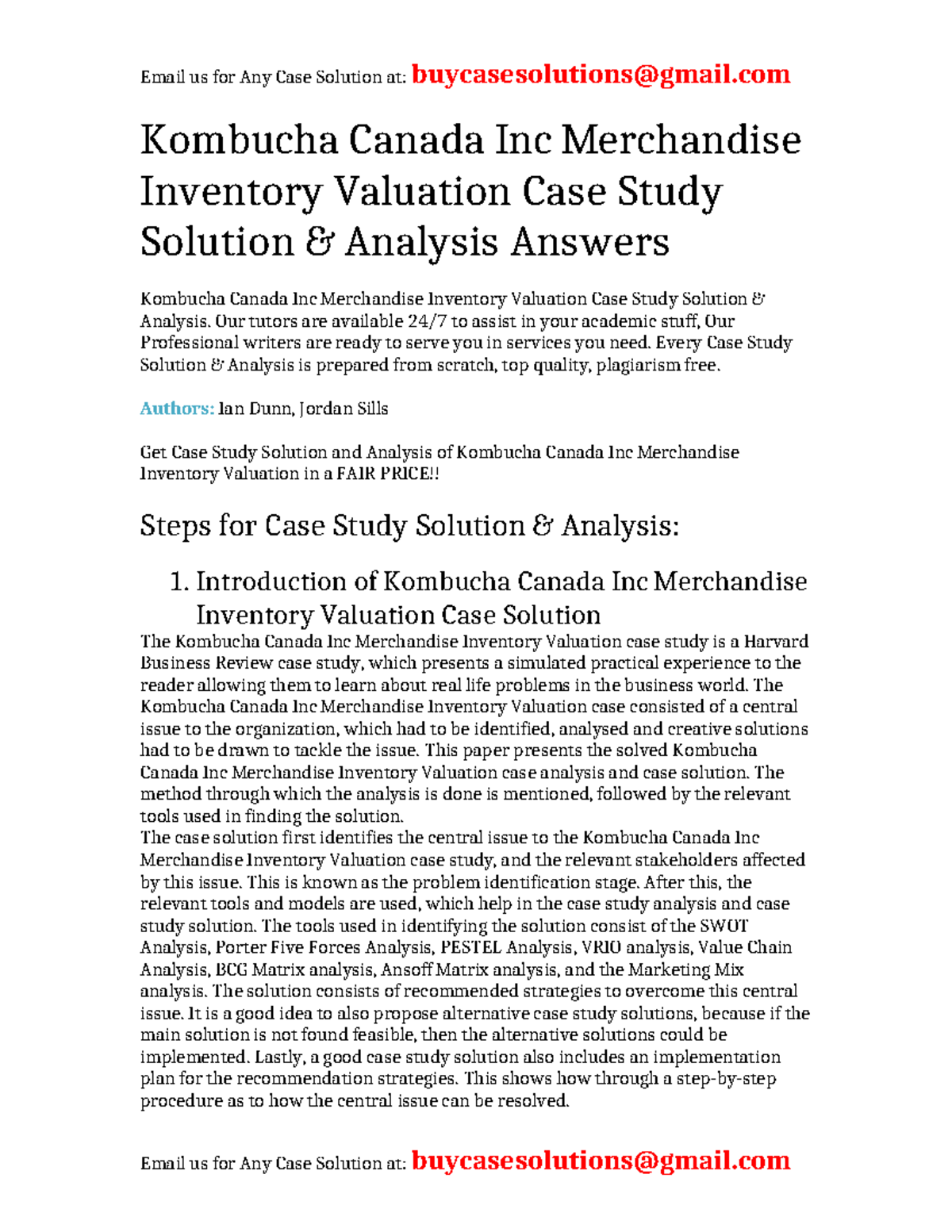 KOM 301 Final Exam Case Study Solution: Kombucha Canada Inc Inventory ...