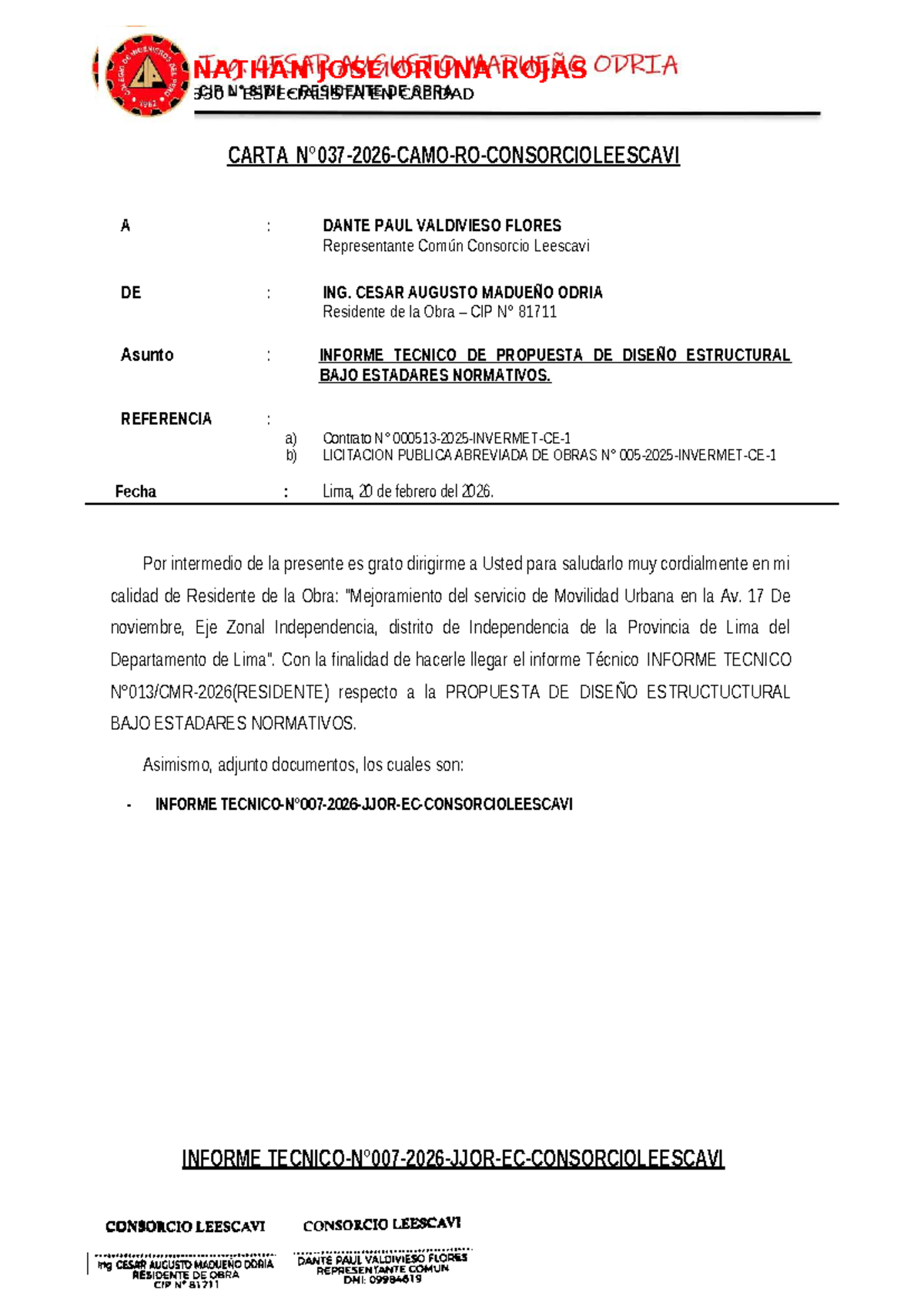 Informe Técnico de Propuesta de Diseño Estructural CIP 213830 - Studocu