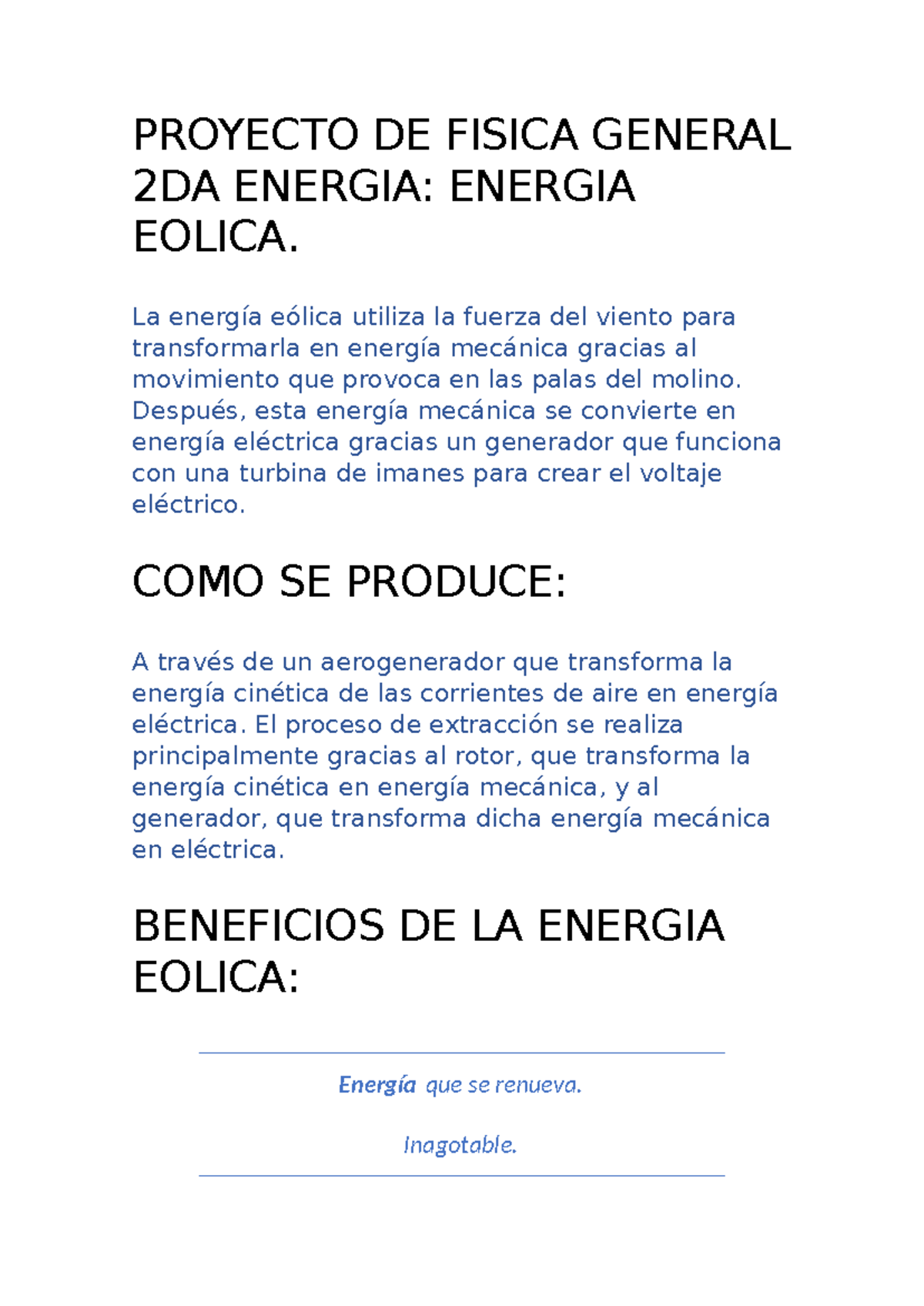 Proyecto DE Fisica General 2DA Energia Edu - PROYECTO DE FISICA GENERAL ...