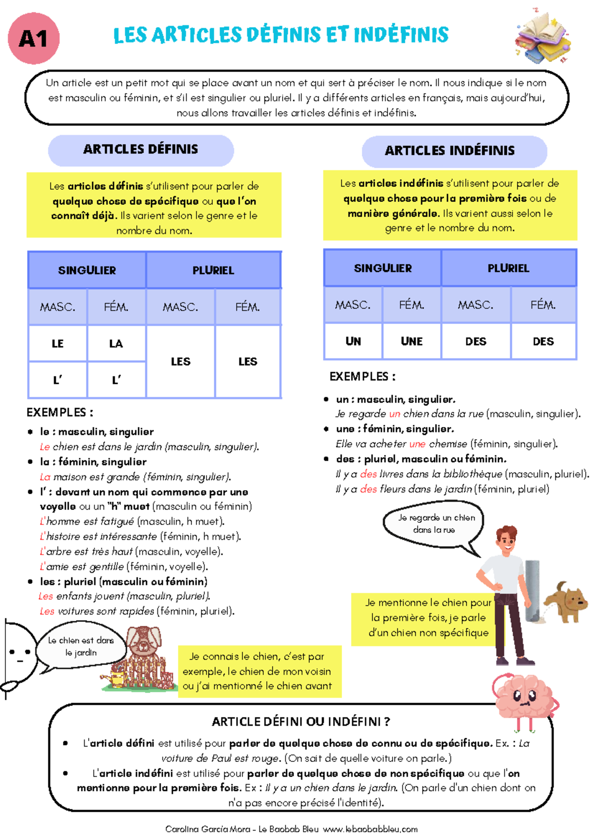 LES ARTICLES DÉFINIS ET INDÉFINIS A1 - Devoirs et Exercices - Studocu