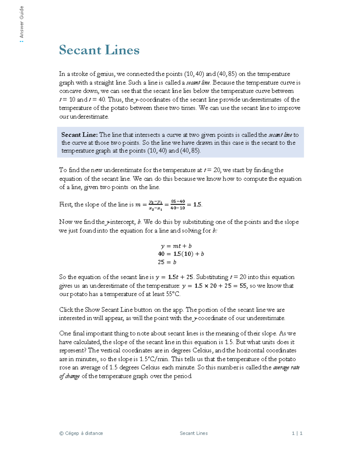 Secant Lines Analysis: Understanding Temperature Underestimates - Studocu