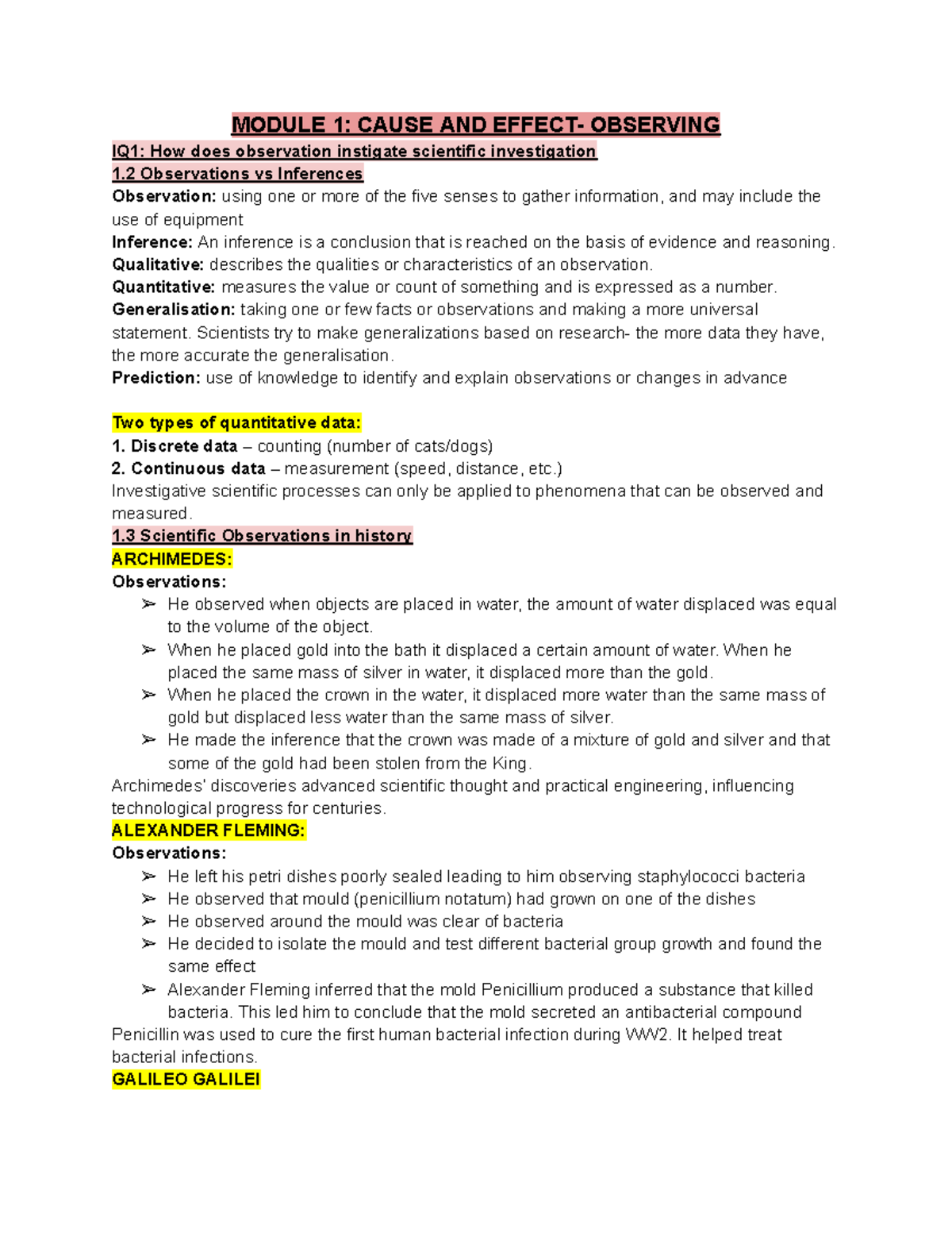 INVS Module 1: Observations and Inferences in Scientific Investigation - Studocu