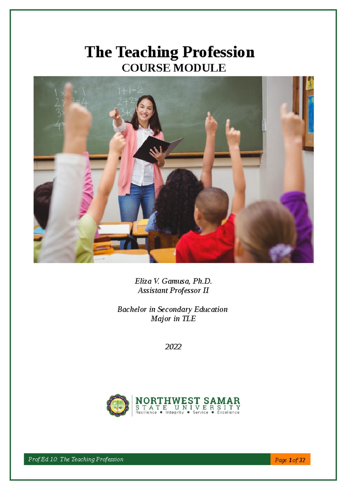 **Prof.Ed.10: Module 1 - Teaching as a Profession Overview** - Studocu