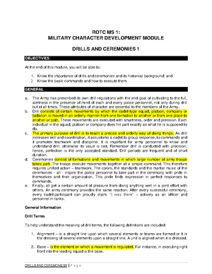 4 CORE Values 1 - ROTC - ROTC MS 1: MILITARY CHARACTER DEVELOPMENT MODULE CORE VALUES OBJECTIVES ...