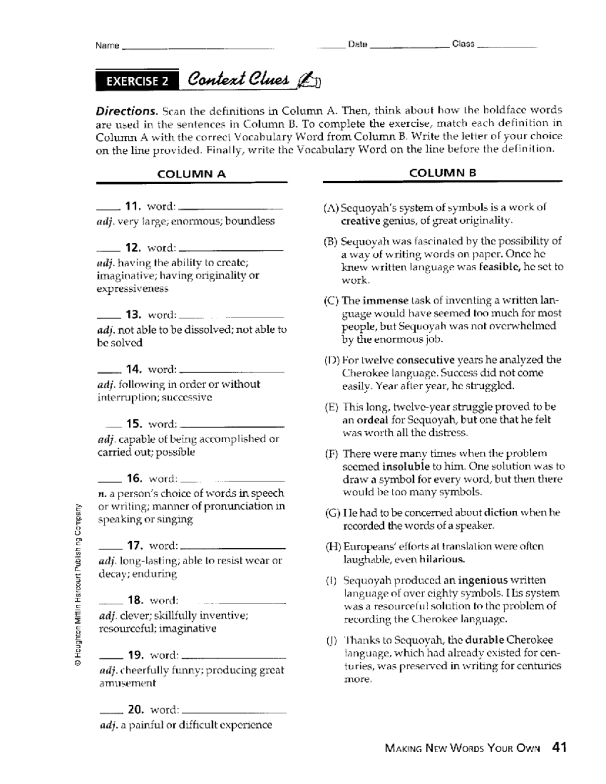 4-Lesson 10 & 12 - Vocabulary Context Clues Exercises - Studocu