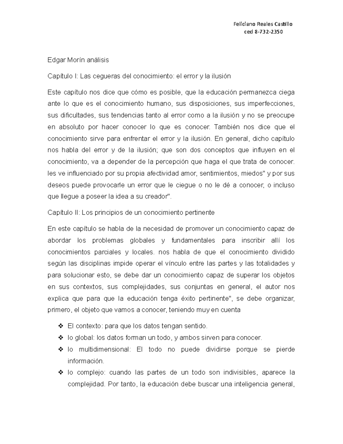 Edgar Morín análisis - educacion - ced 8-732- Edgar Morín análisis ...