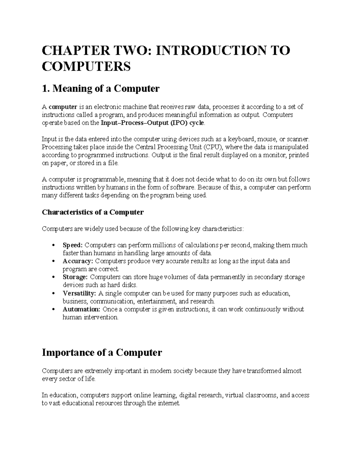 Introduction to Computers: Key Concepts and Evolution - Studocu