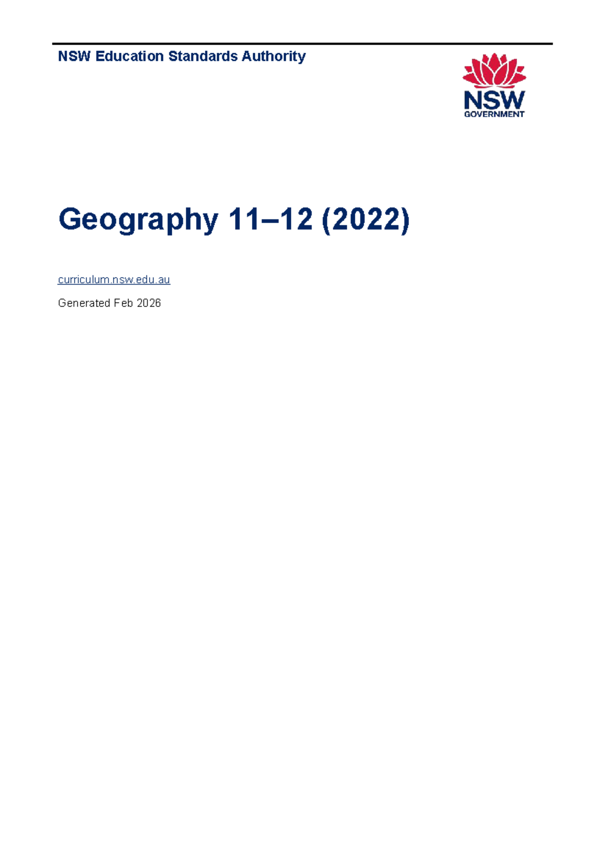NESA Geography Syllabus Overview for Year 11 & 12 (2022) - Studocu