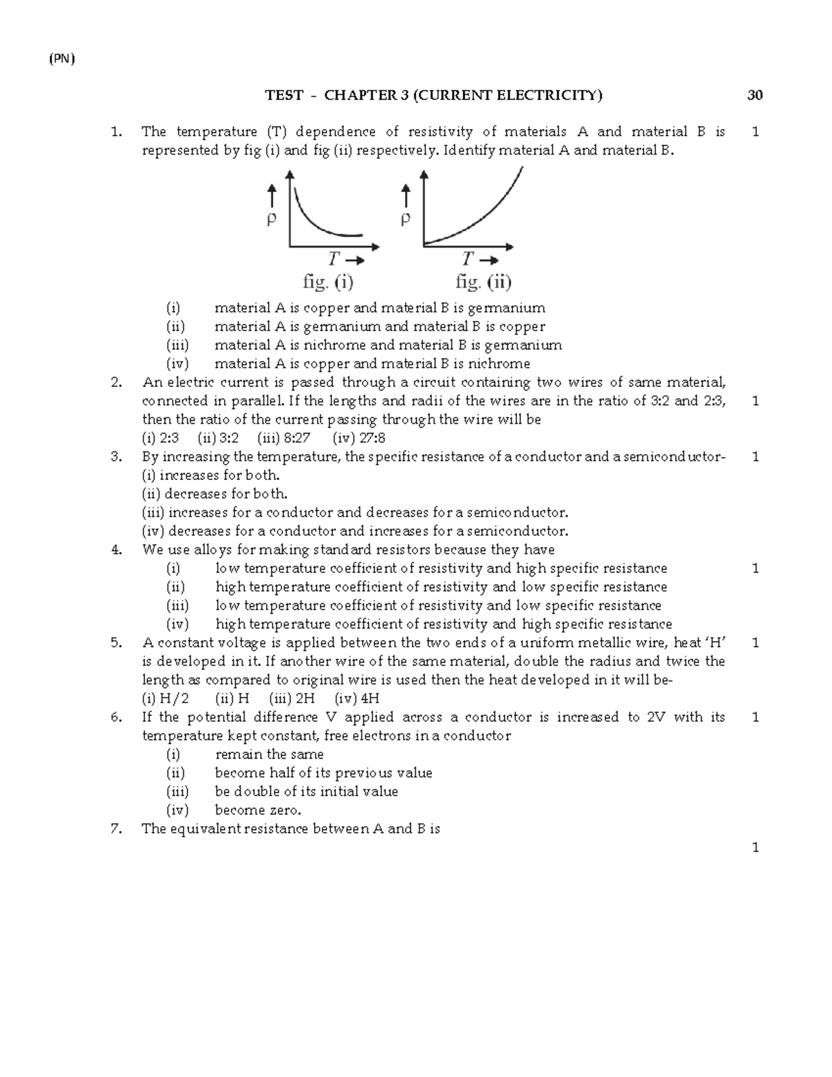 Current Electricity Test - Grade 12 (Chapter 3) Study Guide - Studocu