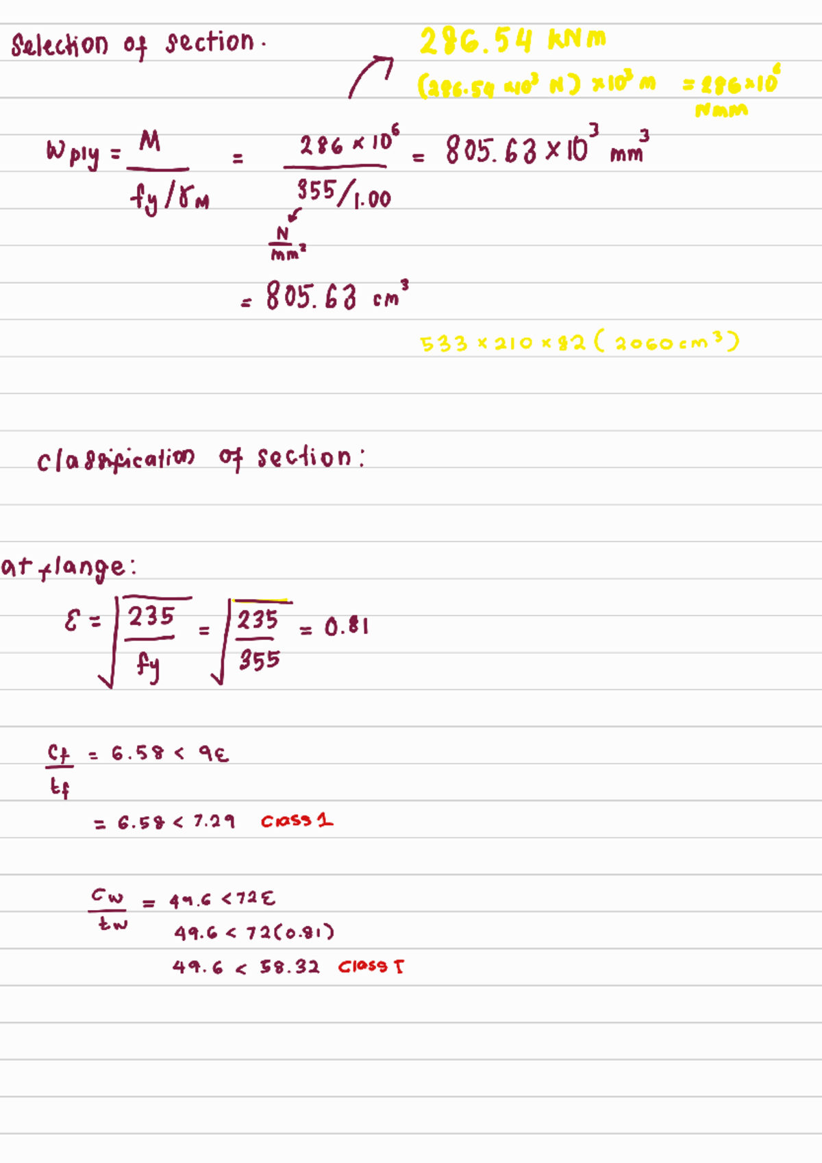 Selection Section 29G6.54 kNm - Tutorial Notes - Studocu