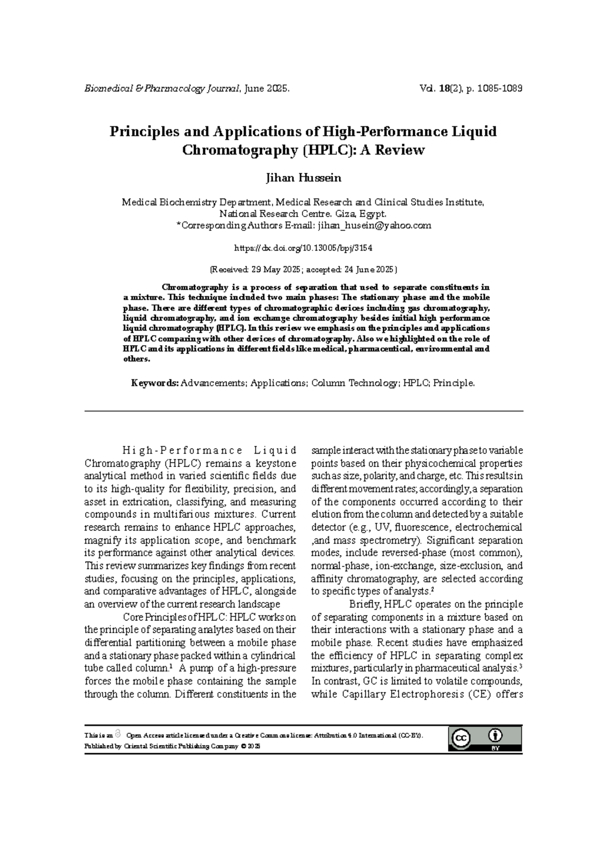 Principles and Applications of HPLC: A Comprehensive Review (BMJ 2025 ...