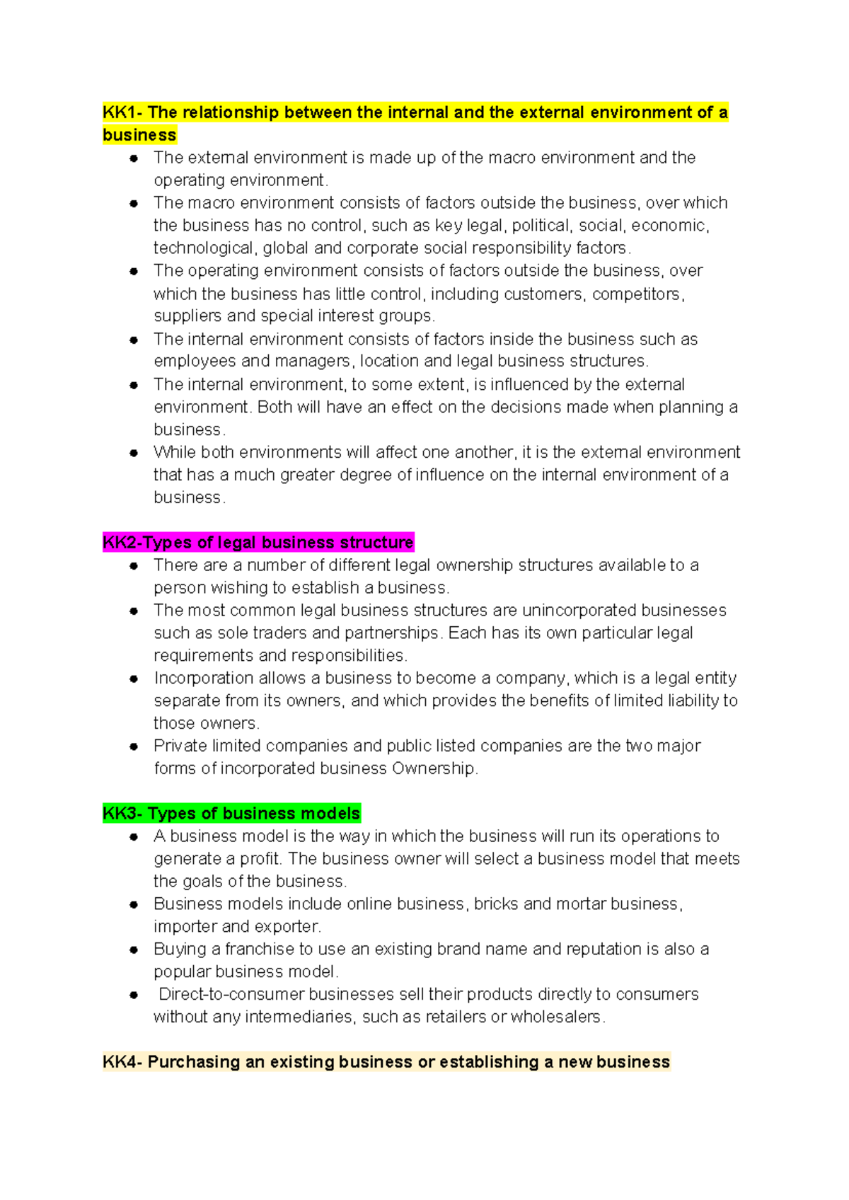 Unit 1 AOS 2 - Business Environment: Internal & External Factors ...