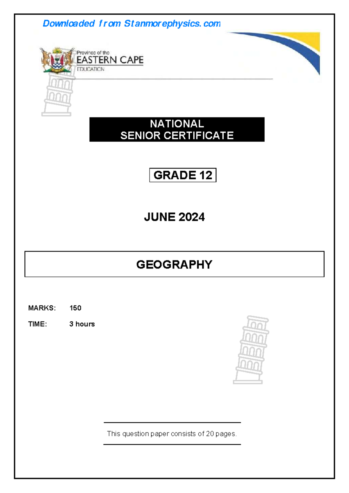 Grade 12 Geography Exam Paper (EC/JUNE 2024) - Mapwork Section - Studocu