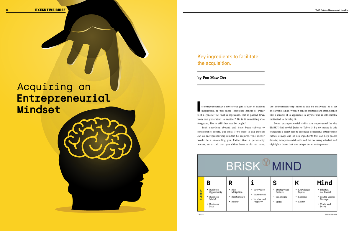 BRISk 3 Mind Model: Cultivating an Entrepreneurial Mindset - Studocu