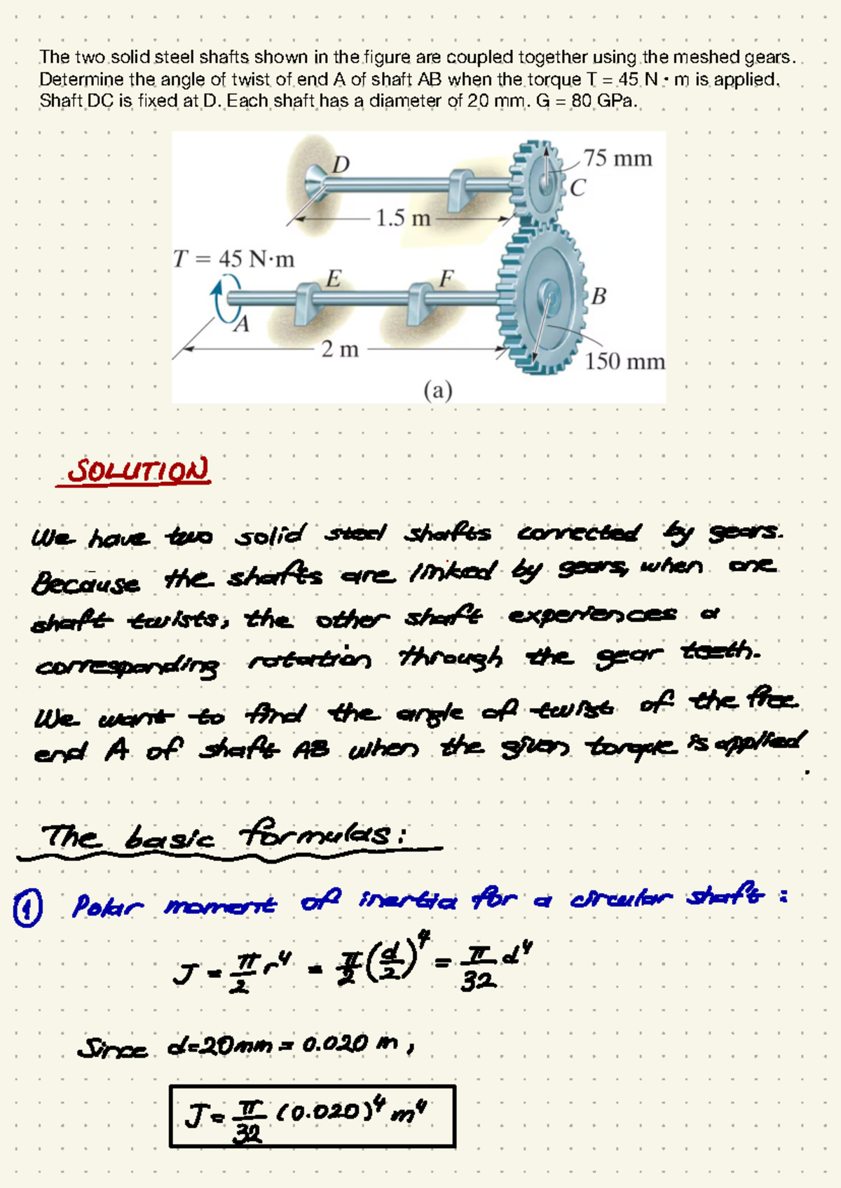 Angle of Twist Calculation for Shaft AB under Torque T = 45 N·m - Studocu
