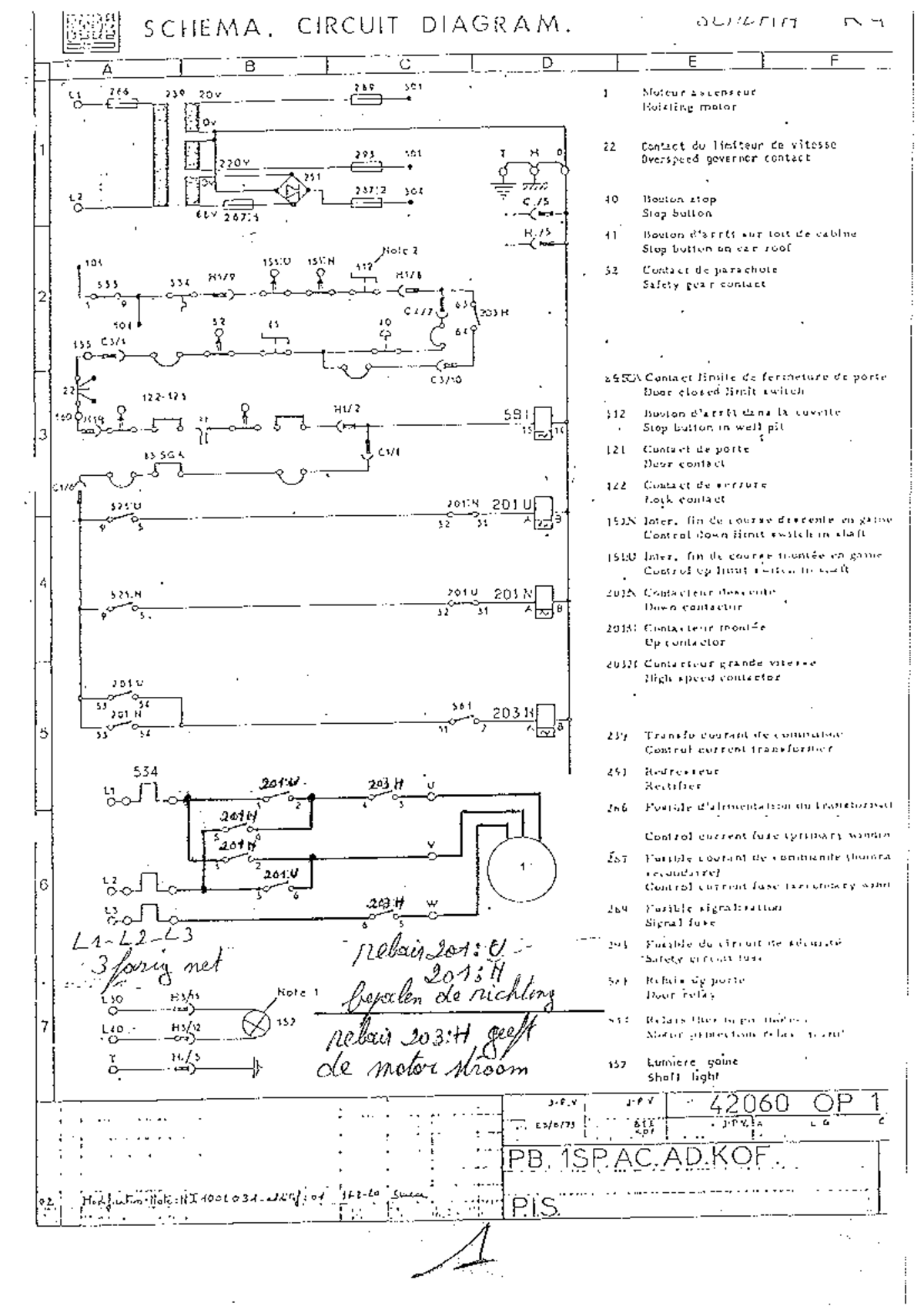 SCHEMA LIFT KONE: CIRCUIT DIAGRAM & COMPONENTS - Studocu