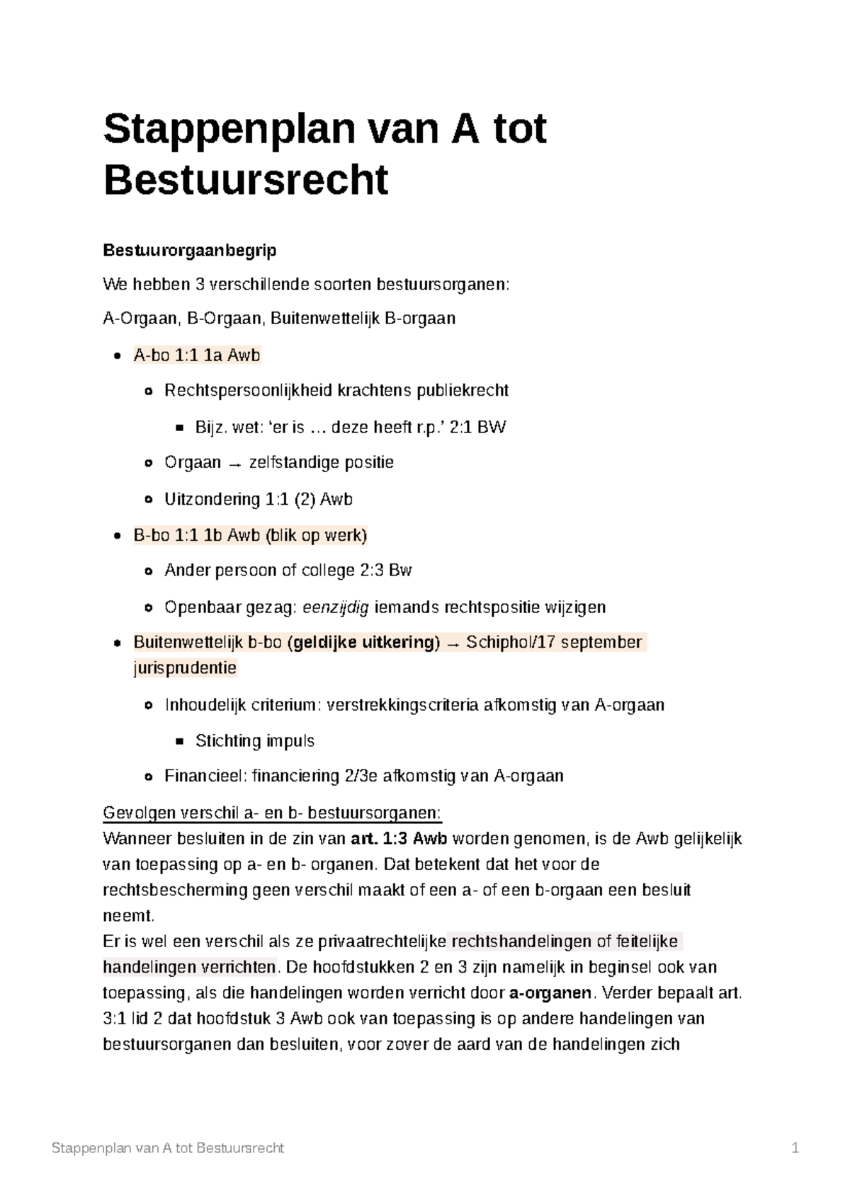 Stappenplan voor Bestuursrecht (Course Code: BW-101) - Studeersnel