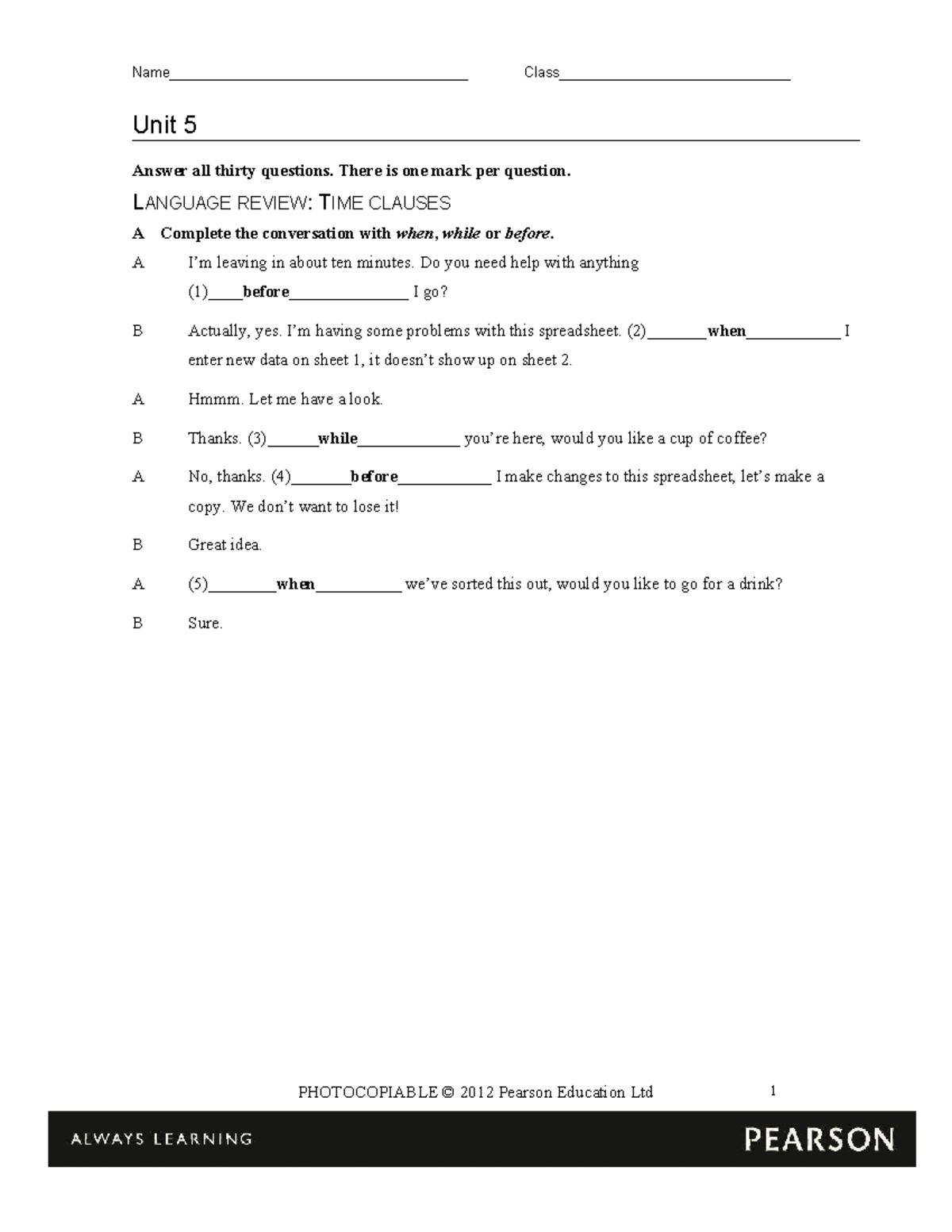 Unit 5 Homework: Language Review & Economic Terms Exercises - Studocu