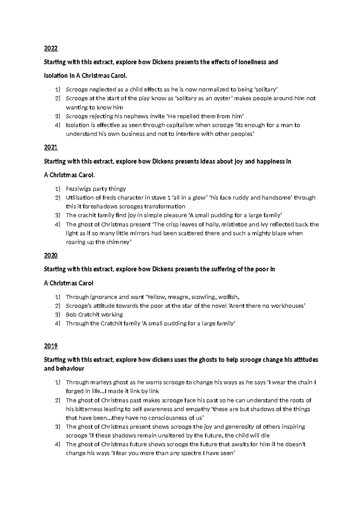 Mocks 2024 Essay Plans: Exploring Themes in A Christmas Carol - Studocu