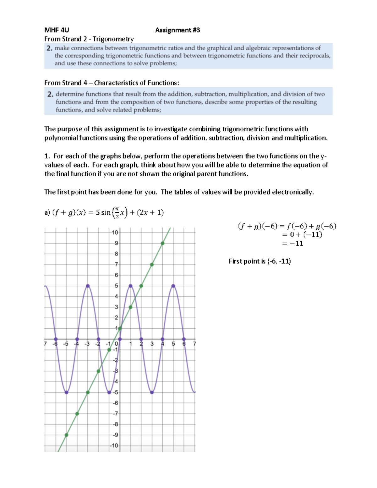 MHF 4U Assignment #3 - Grade 12 Trigonometry Functions Review - Studocu